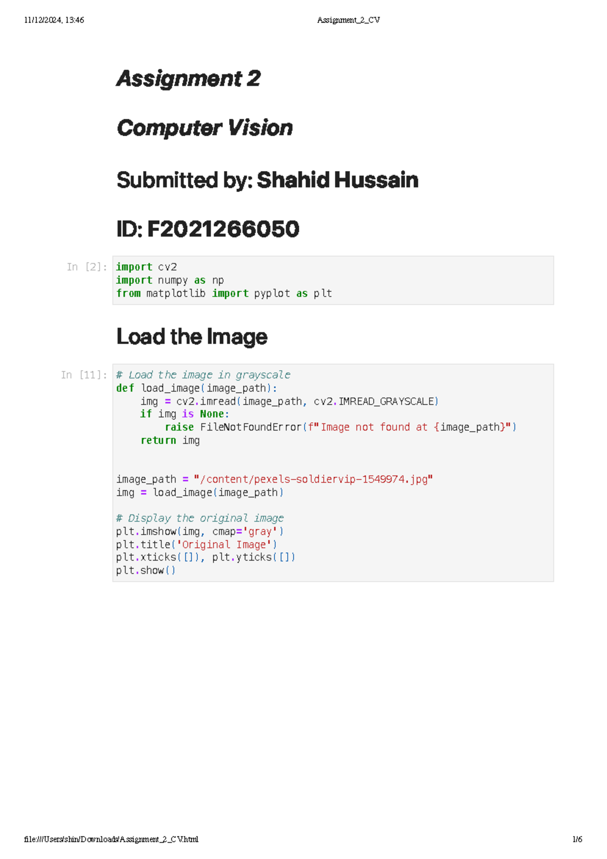 Assignment 2: Edge Detection Techniques Using Python (CS 101) - Studocu
