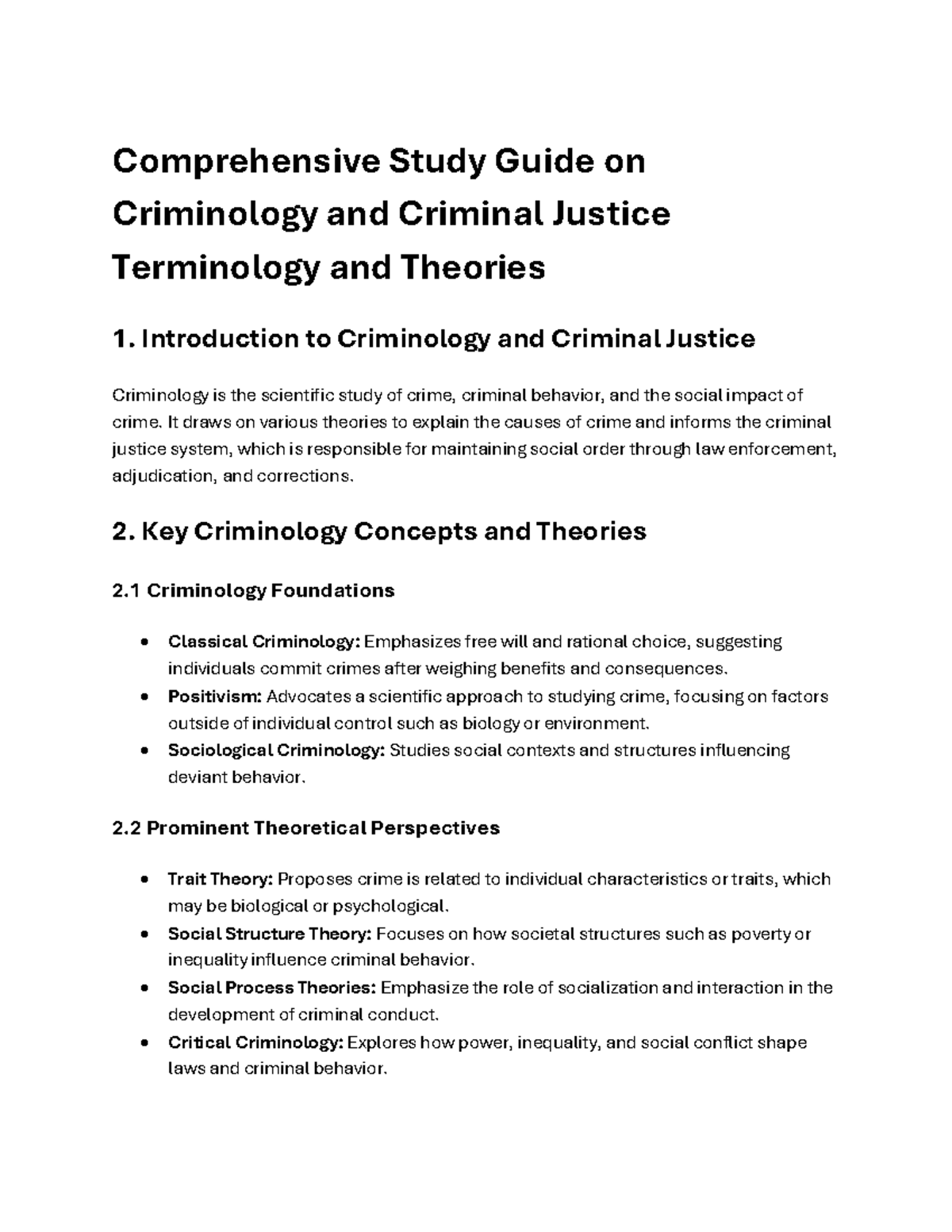 Crime in America: Chapter 1 Study Guide on Criminology Concepts - Studocu
