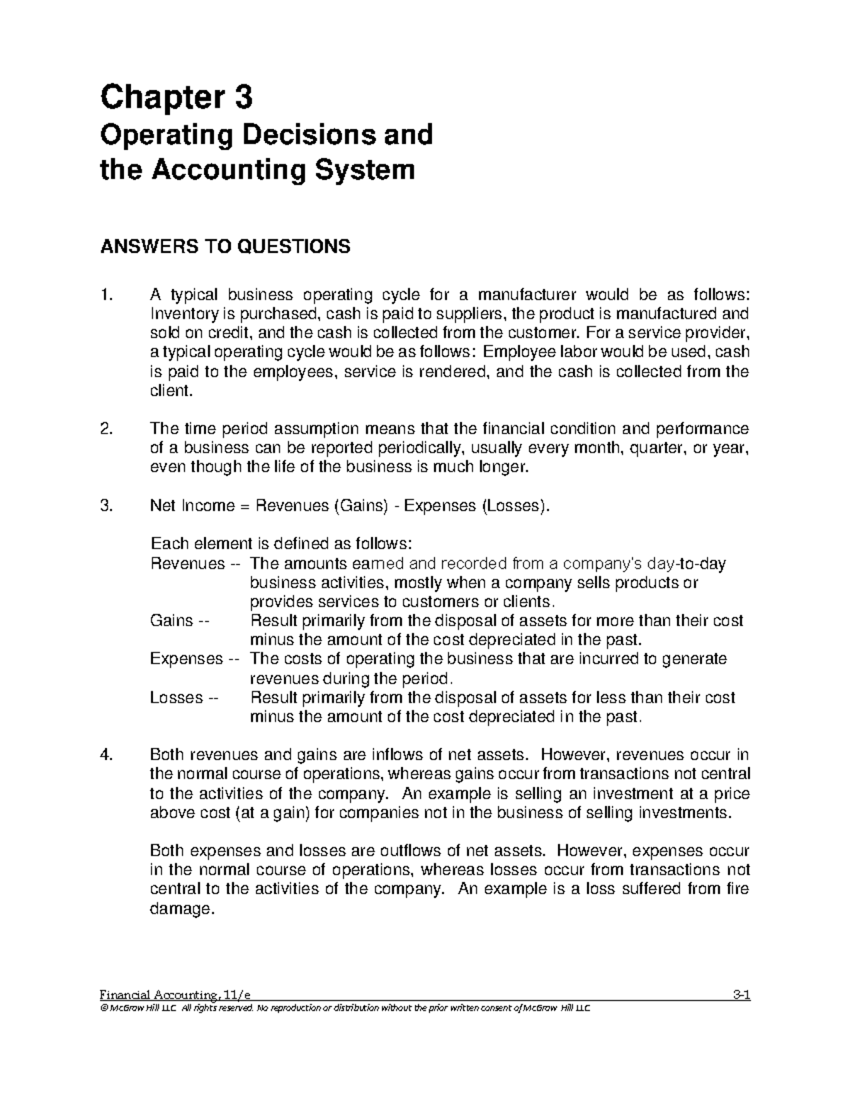 Mc GH Chapter 3 Solutions-1 - Financial Accounting, 11 /e 3 - 1 Chapter ...