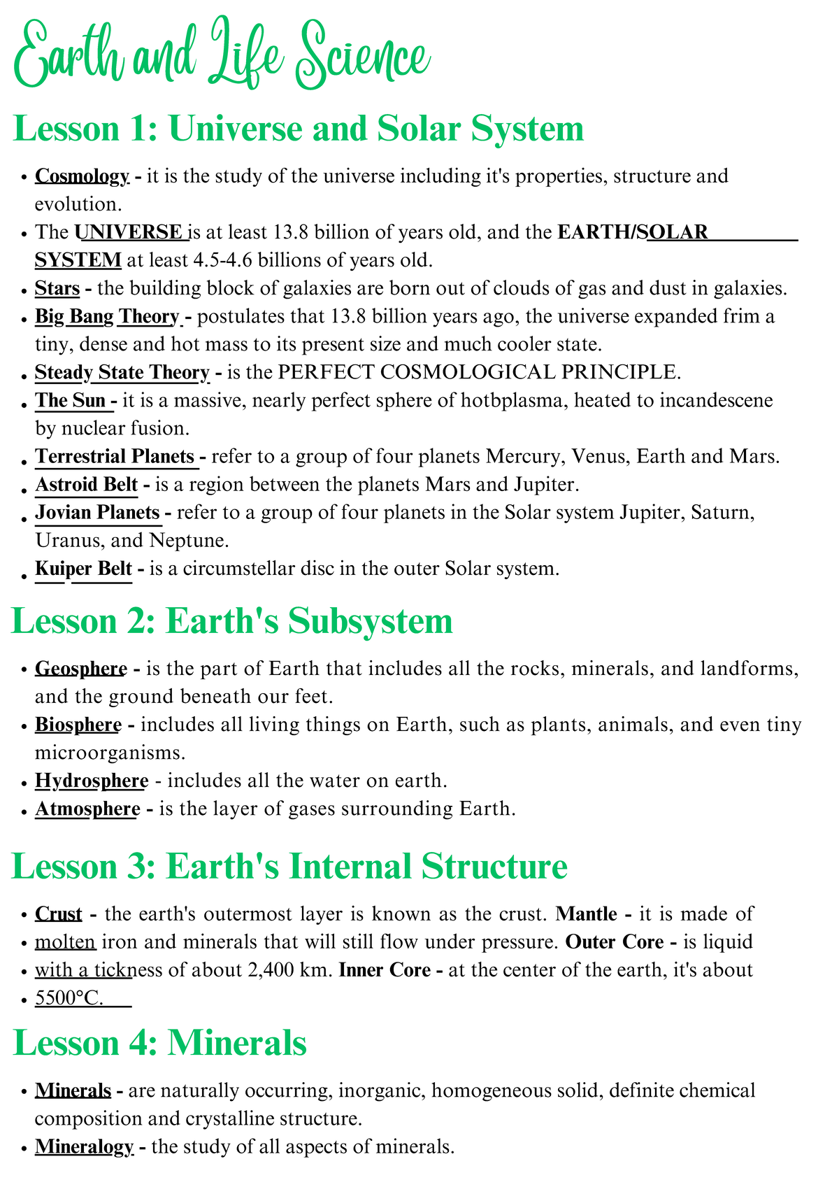 Earth AND LIFE Science Reviewer 20250208 224230 0000 - Lesson 4 ...