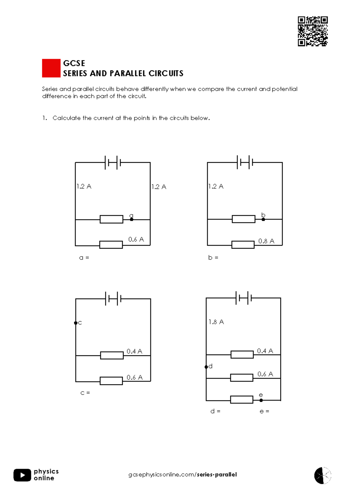 GCSE Series vs Parallel Circuits: Current & Voltage Calculations - Studocu