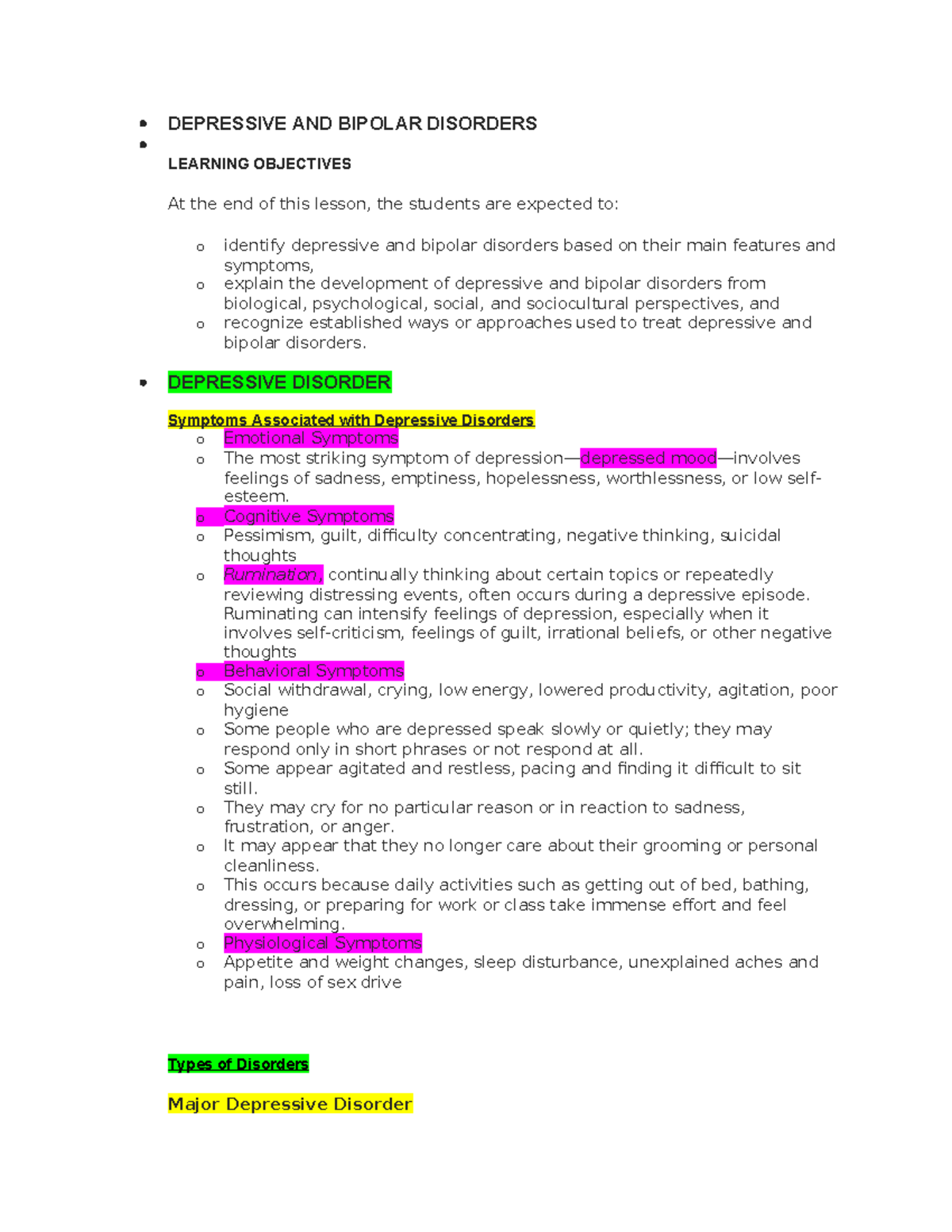 Depressive and Bipolar Disorders: Key Symptoms and Treatment Approaches ...