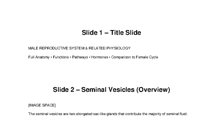 MALE REPRODUCTIVE SYSTEM PHYSIOLOGY: ANATOMY & FUNCTIONS - Studocu
