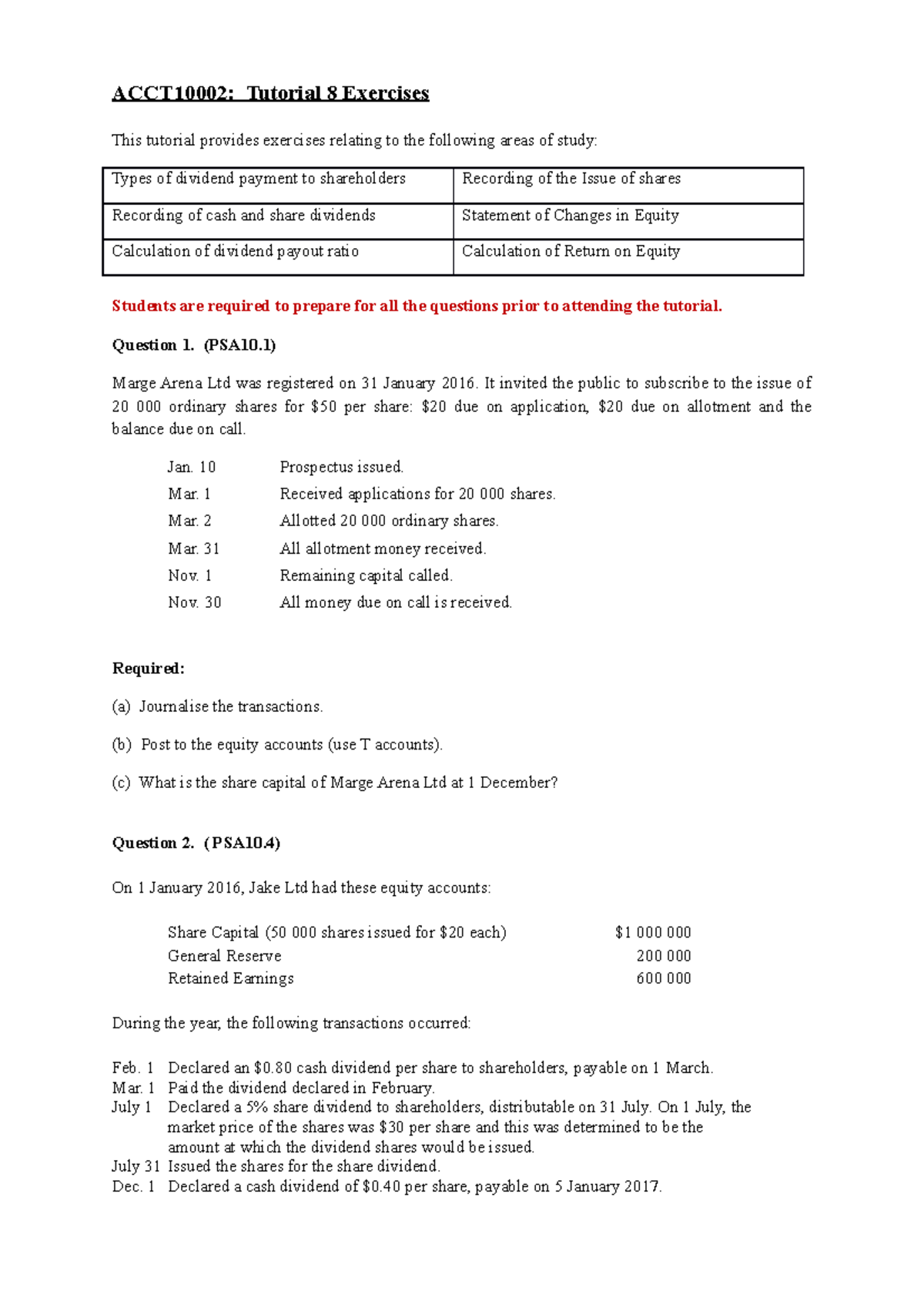 ACCT10002 Tutorial 8 In-class Exercises - ACCT10002: Tutorial 8 ...