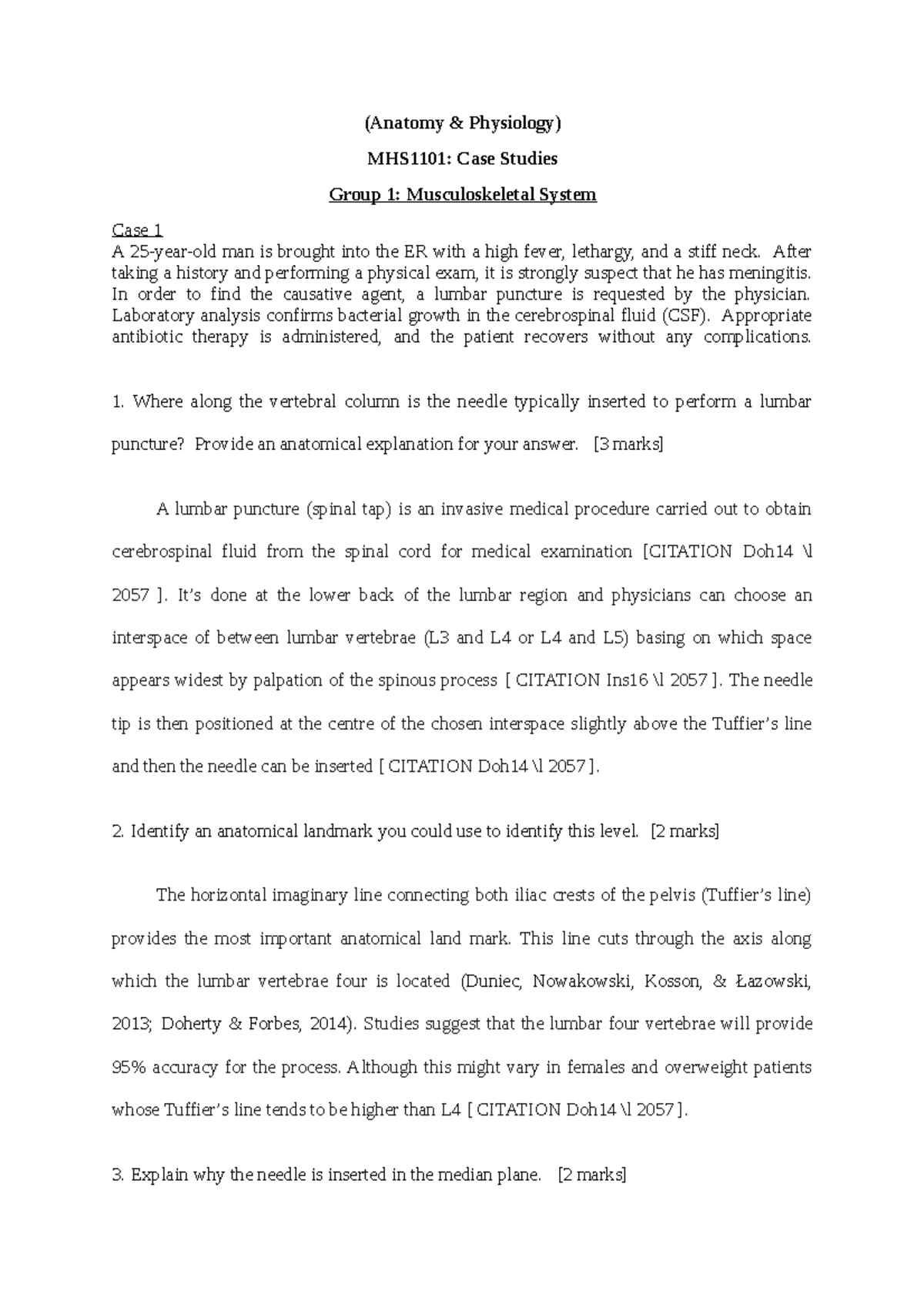 Final Case Study on Musculoskeletal & Nervous Systems: MHS1101 - Studocu