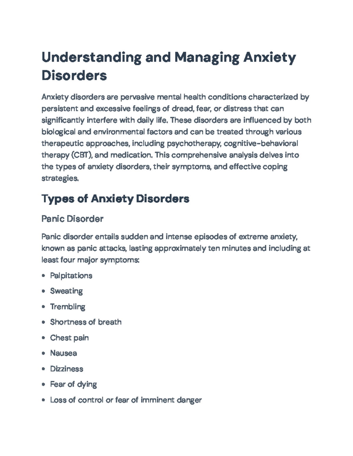 Understanding and Managing Anxiety Disorders: A Comprehensive Overview ...