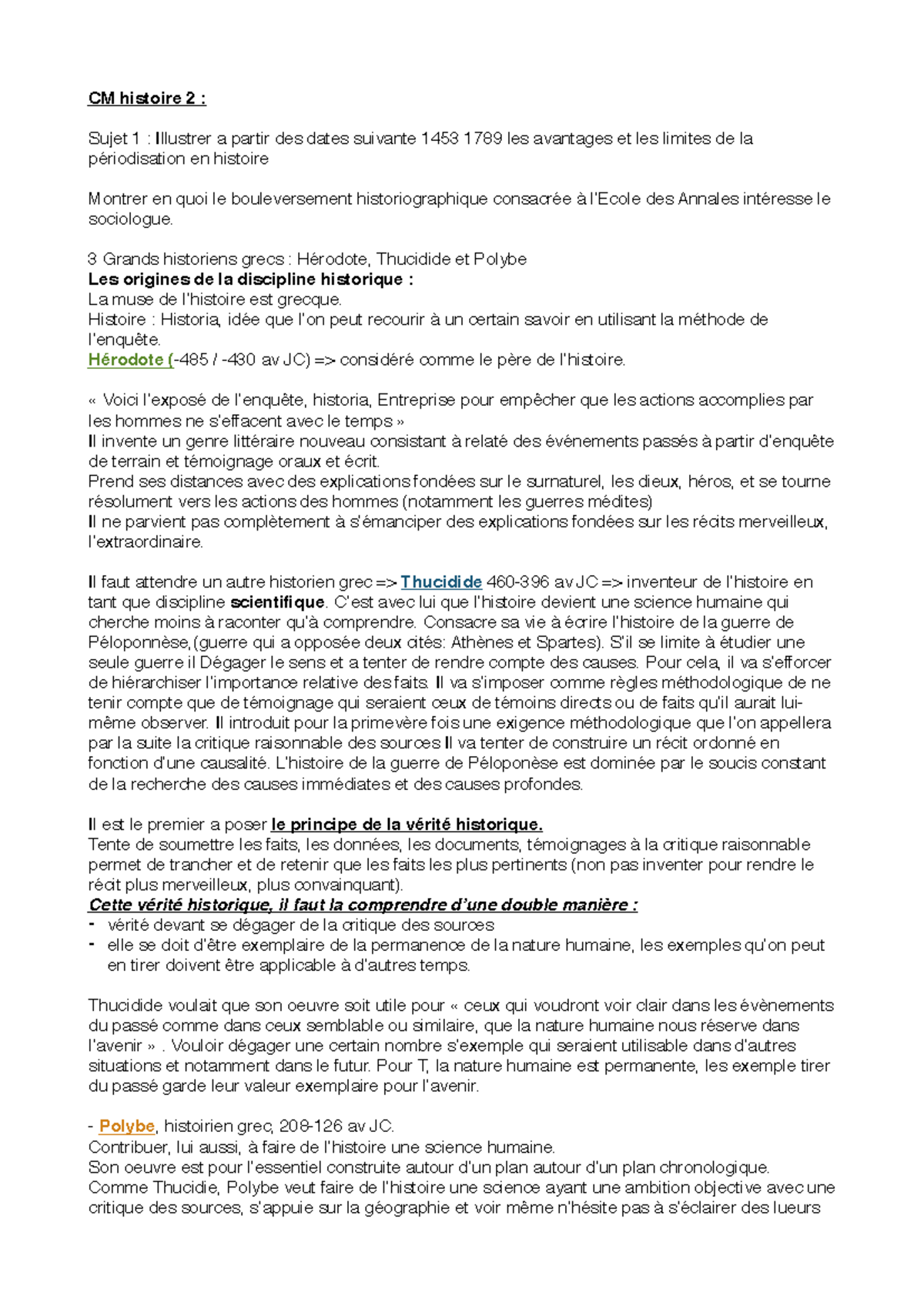 CM histoire 2 - L1 Sciences sociales - CM histoire 2 : Sujet 1 ...