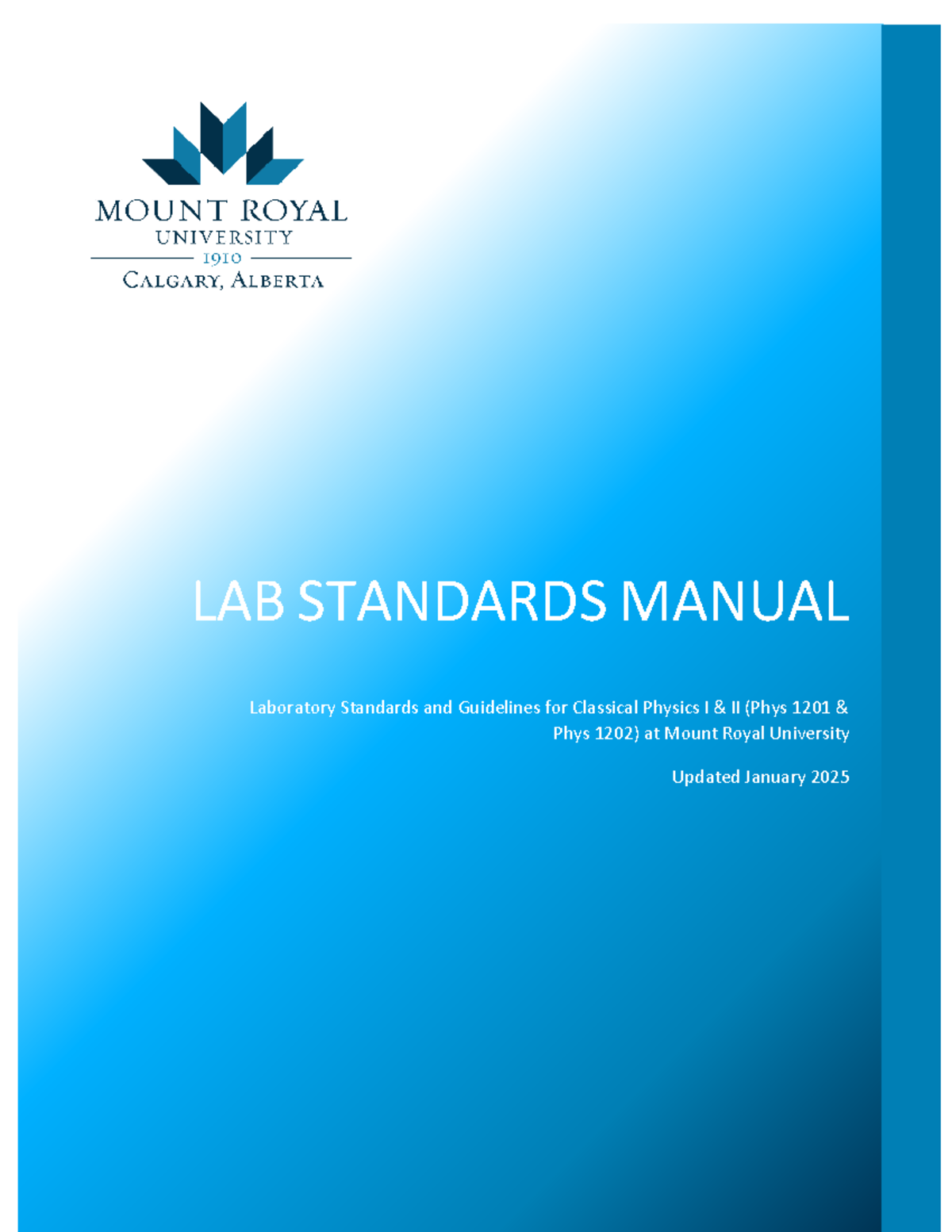 Physics 1201 1202 Lab Standards Manual Uncertainty Guidelines 2025