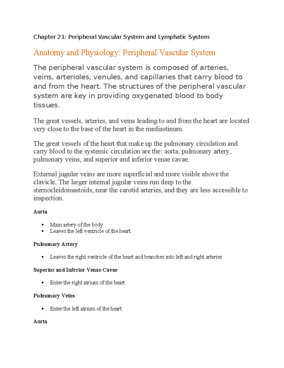 Peripheral Vascular System Assessment Guide: Anatomy & Physiology - Studocu