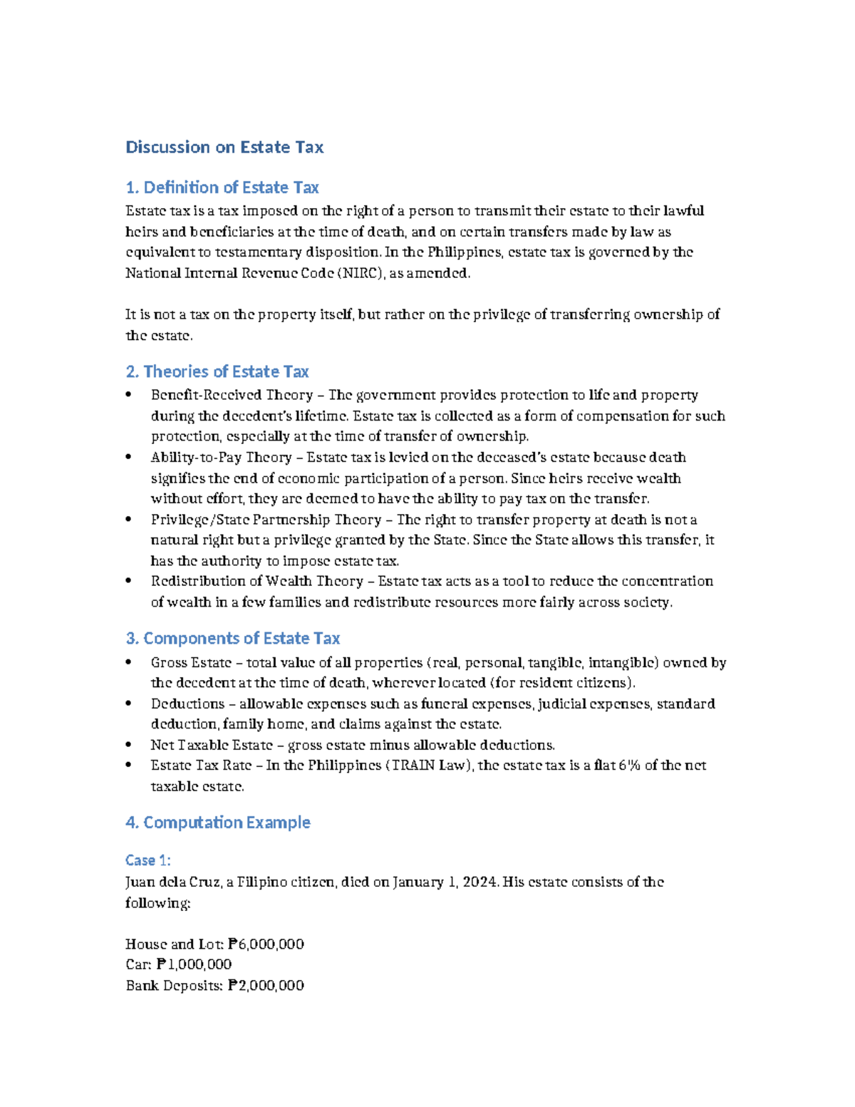 Estate Tax Overview and Theories - Acct Discussion - Studocu