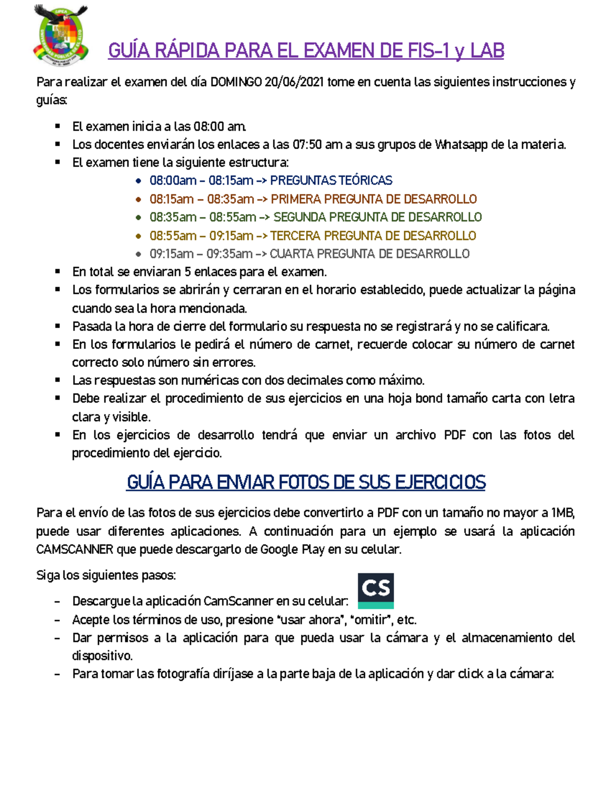 GUÍA UPEA FIS LAB 1-2021 Segundo Parcial - GUÍA RÁPIDA PARA EL EXAMEN DE FIS-1 y LAB Para ...