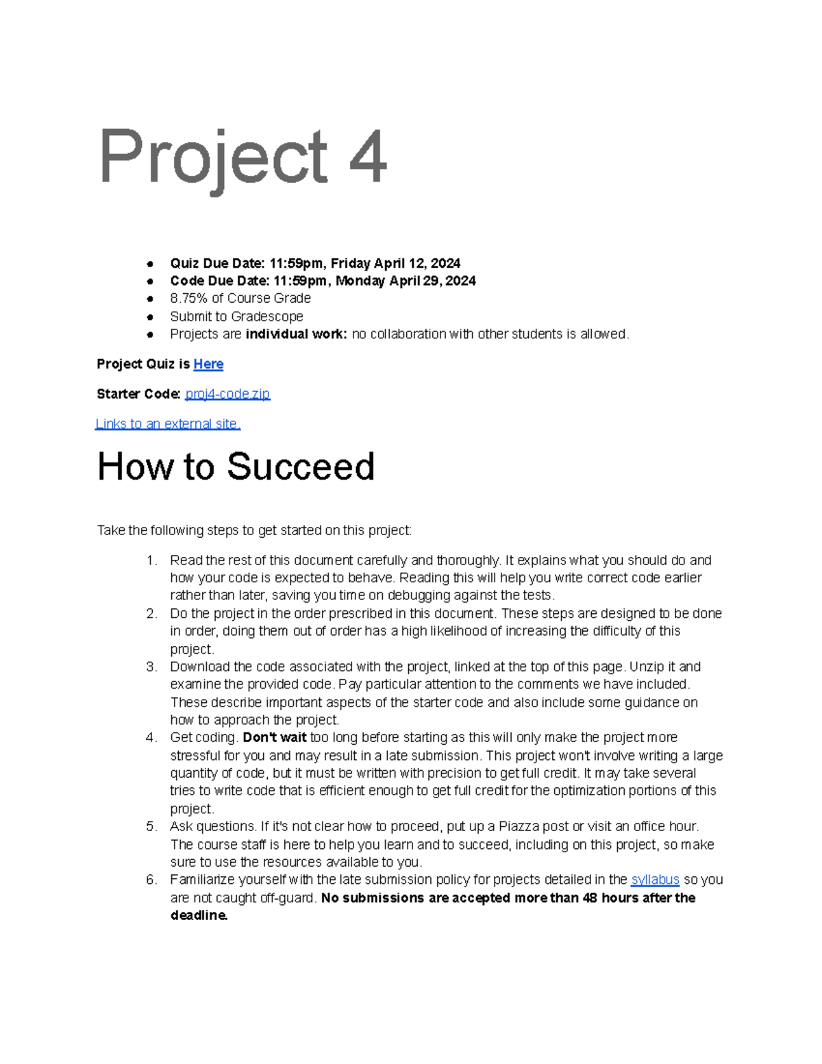 Project 4 - Computer networks lab - Project 4 Quiz Due Date: 11:59pm ...