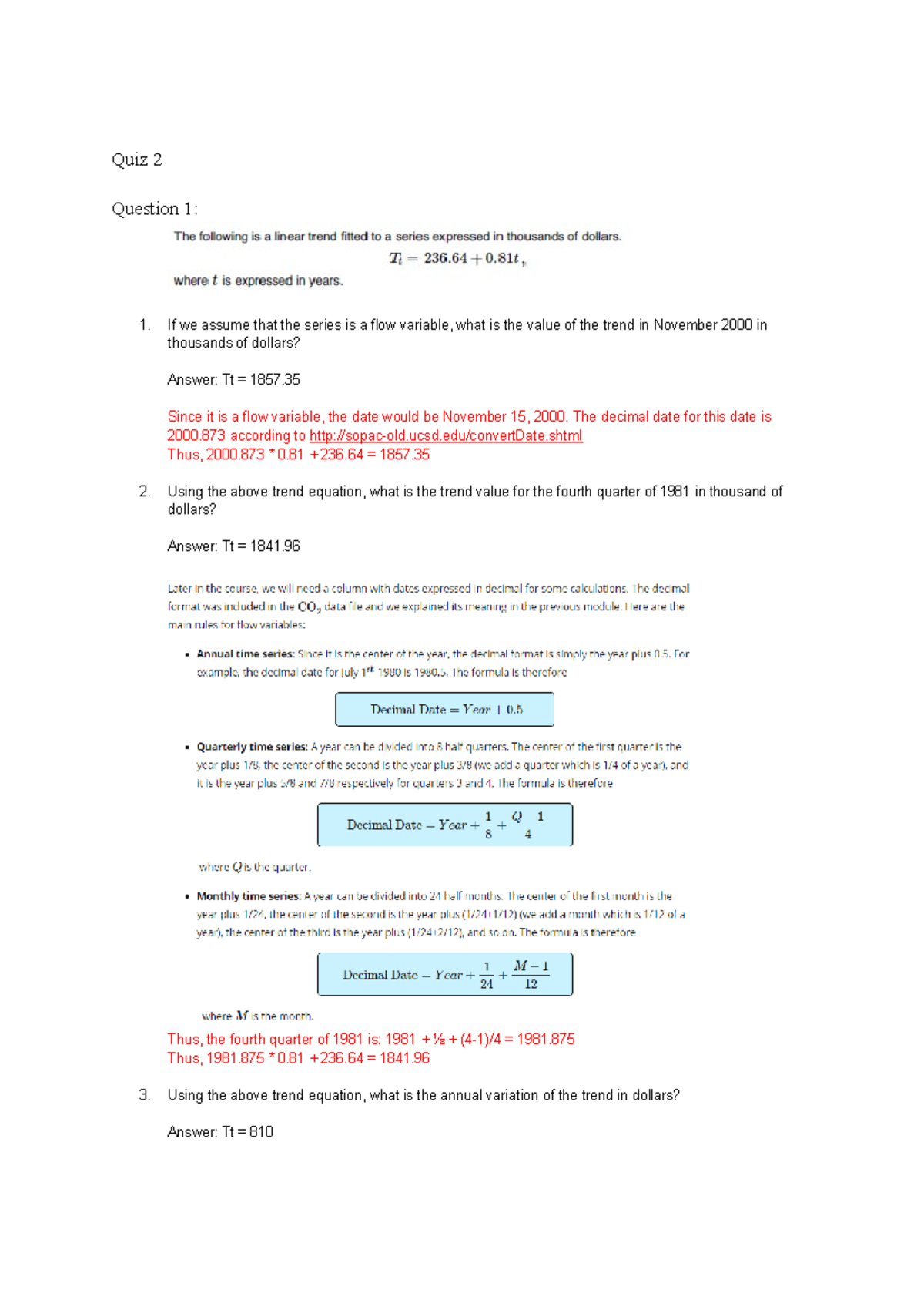Econ 102 Quiz Study Notes: Key Concepts and Calculations - Studocu