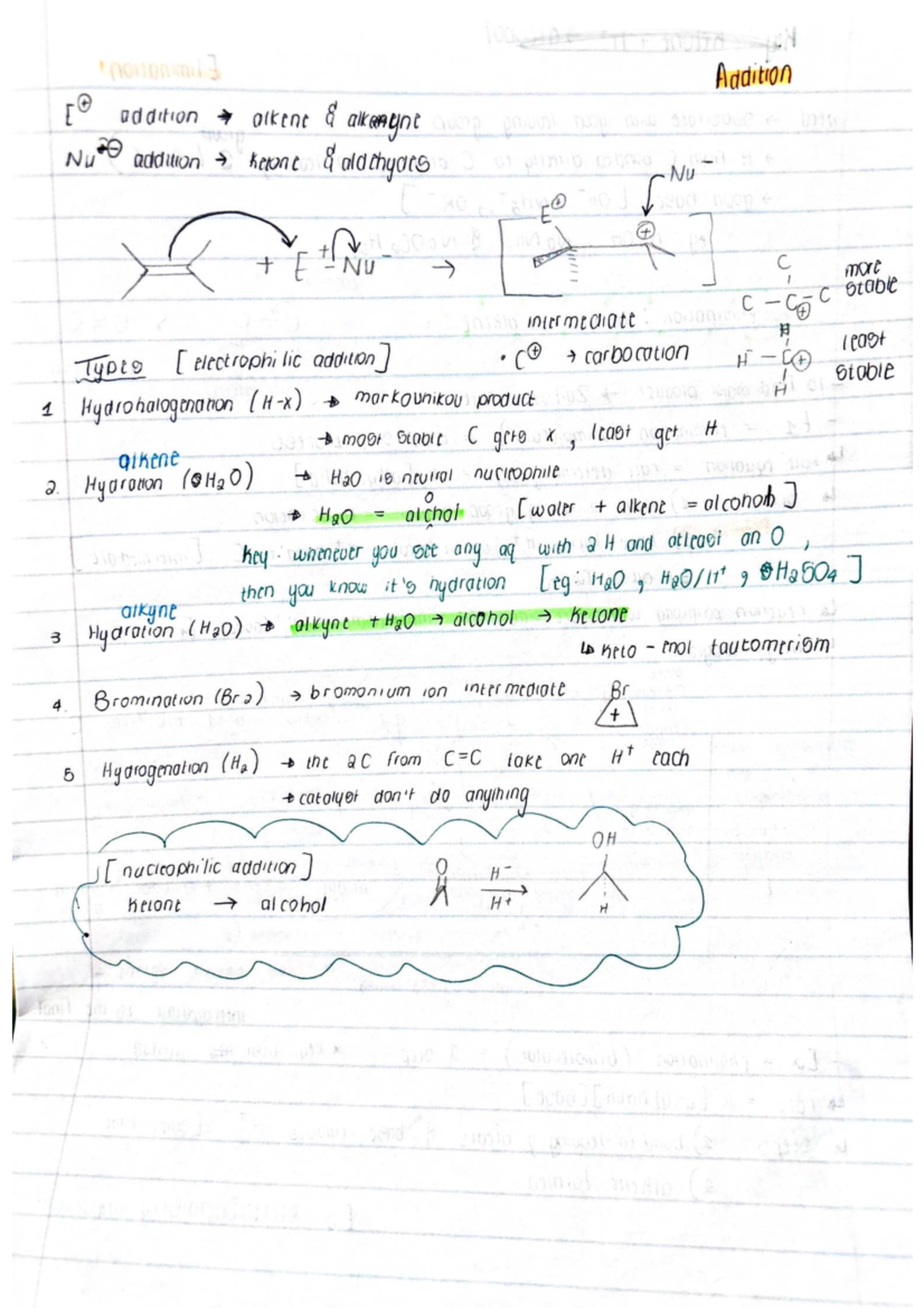 Reaction mechanism - Addition addition alkene alkangne Nu addition ...