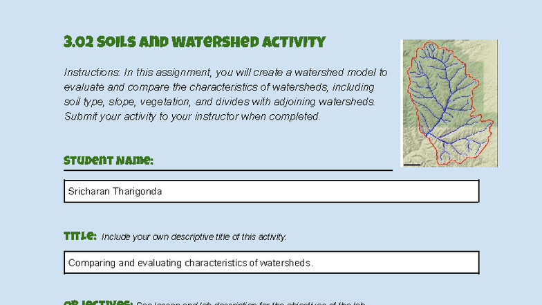 APES 3.02 Soils and Watershed Model Activity Instructions - Studocu