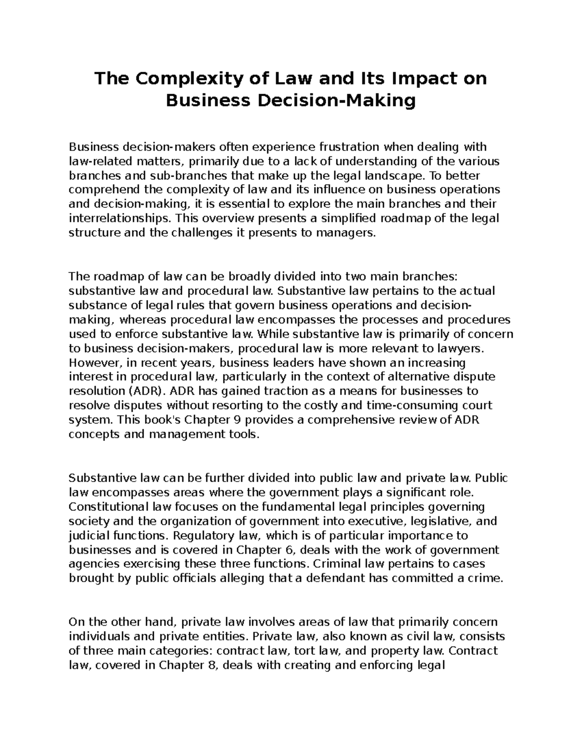 The Complexity of Law and Its Impact on Business Decision-Making - The ...