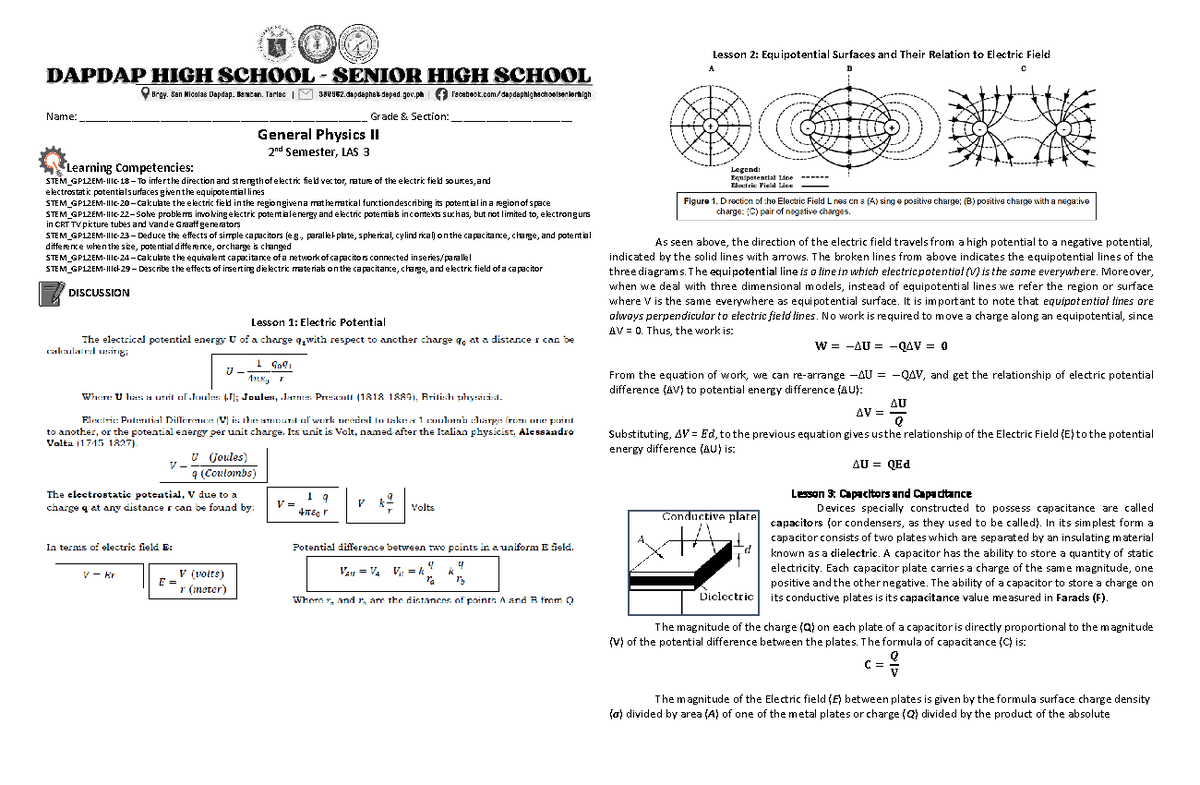 General Physics II - Module 1: Electric Fields and Capacitance - Studocu