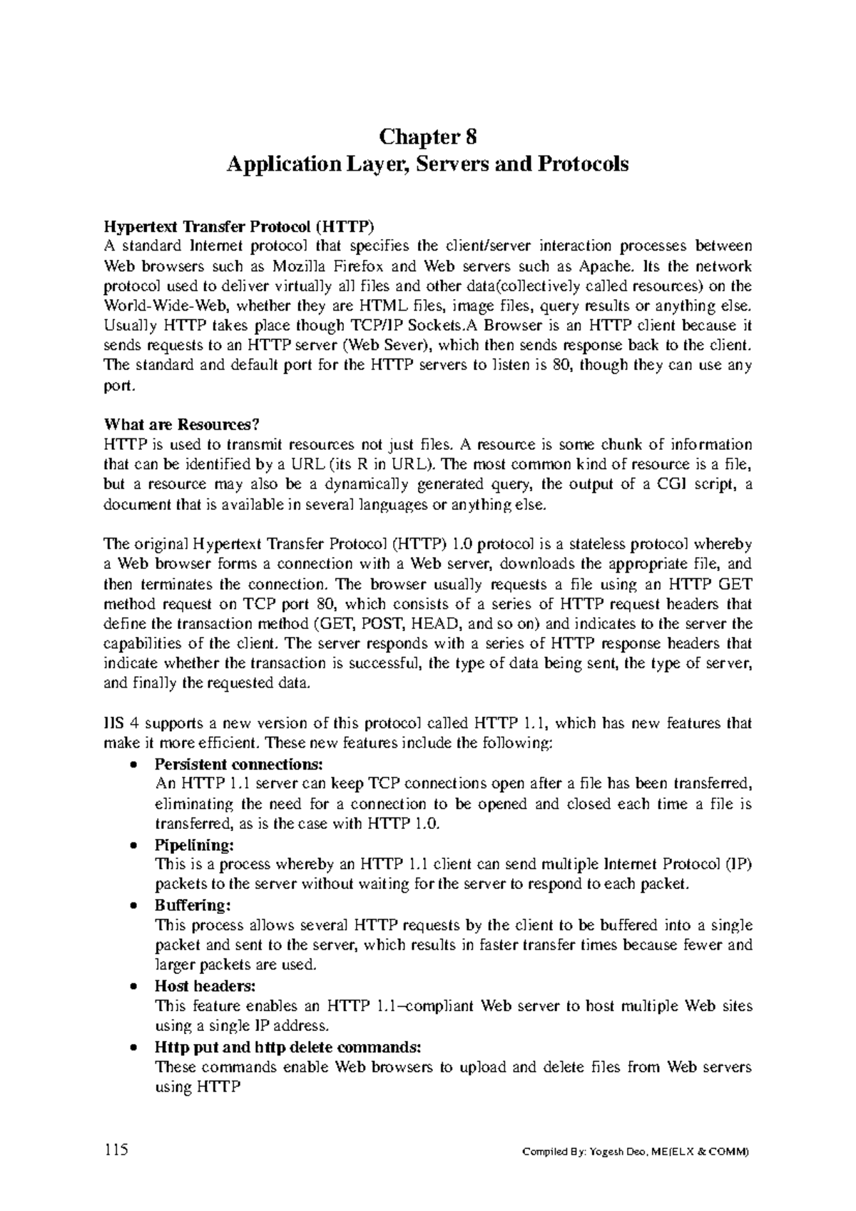 CN Chapter 8 - Chapter 8 Application Layer, Servers and Protocols Hypertext Transfer Protocol ...