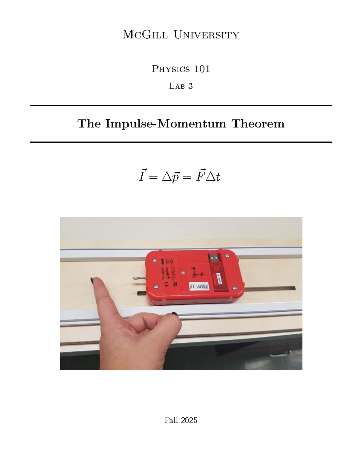 McGill University PHYS101 Lab 3: Impulse and Momentum Analysis - Studocu