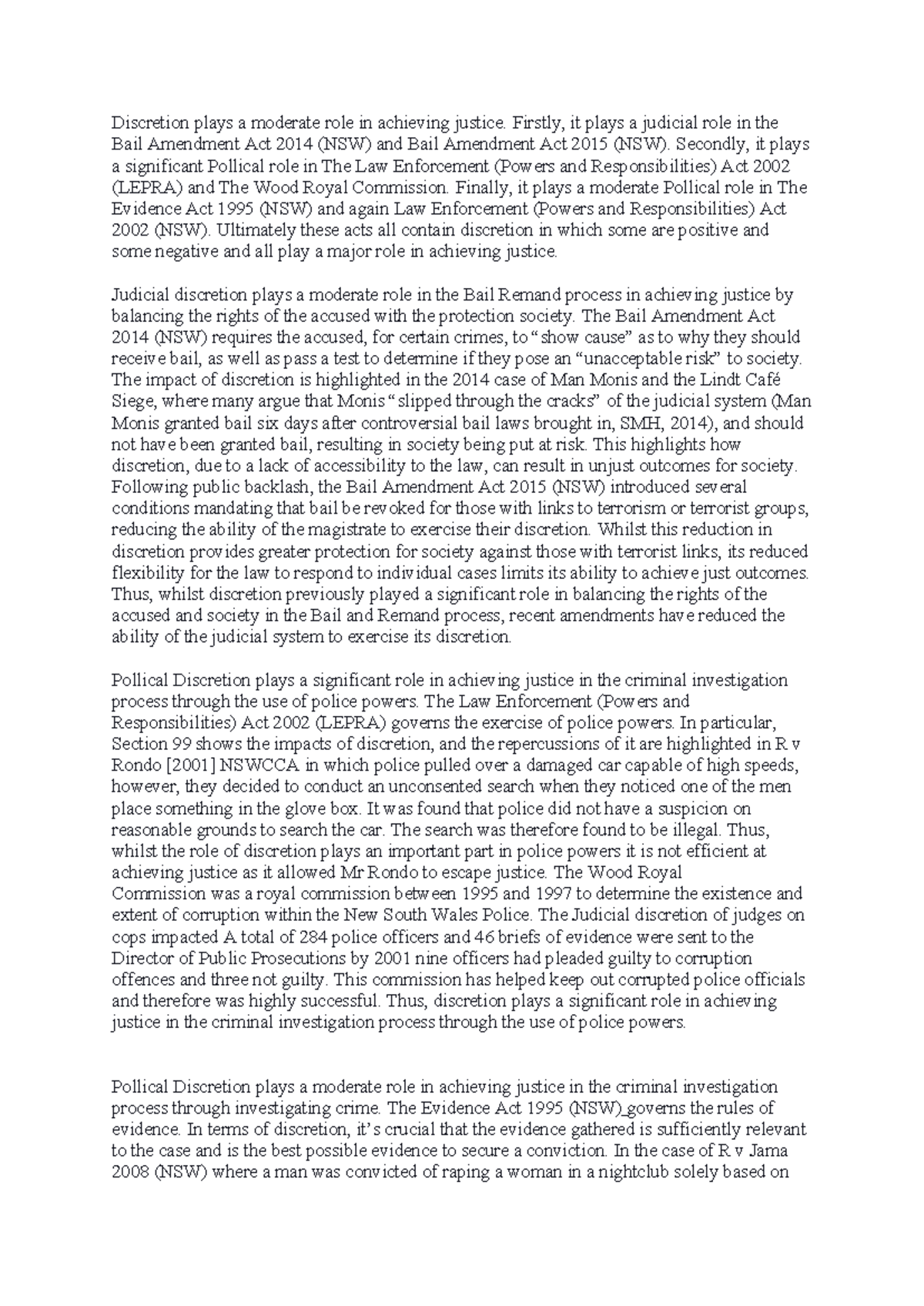 Discretion in Justice: Analyzing NSW Legal Frameworks and Impacts - Studocu