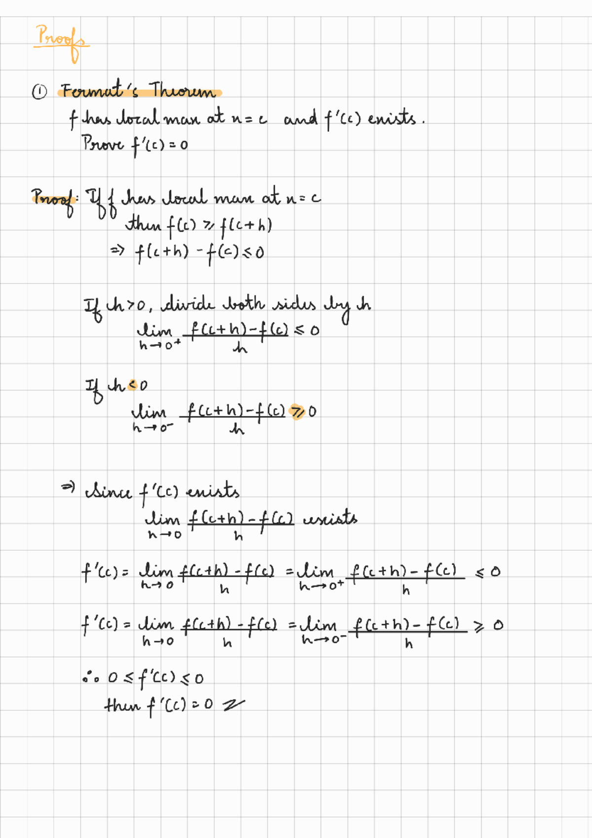 Proofs 1: Theorems on Local Maxima and Mean Value Theorem (241021) - Studocu
