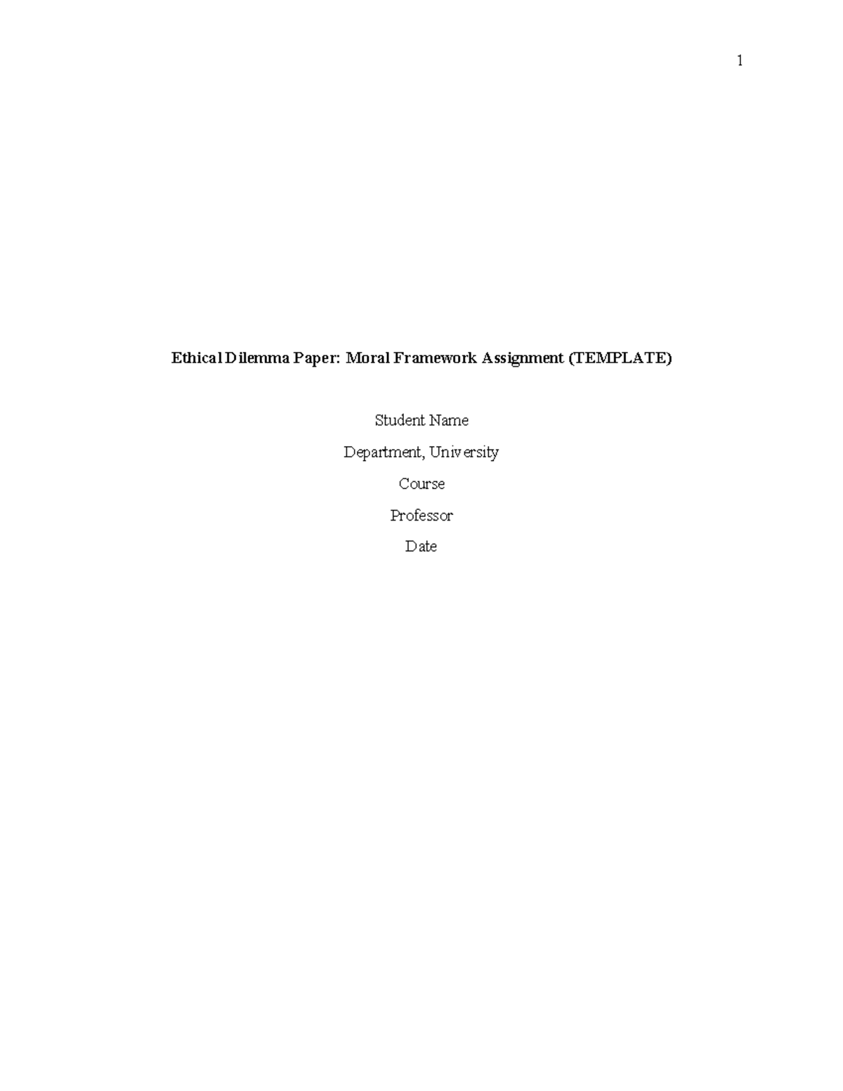 Ethical Dilemma Paper: Moral Framework Analysis (SW 101) - Studocu