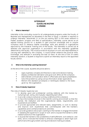 1. HRM666 Internship Final Report Guideline - GUIDELINE FOR INDUSTRIAL ...
