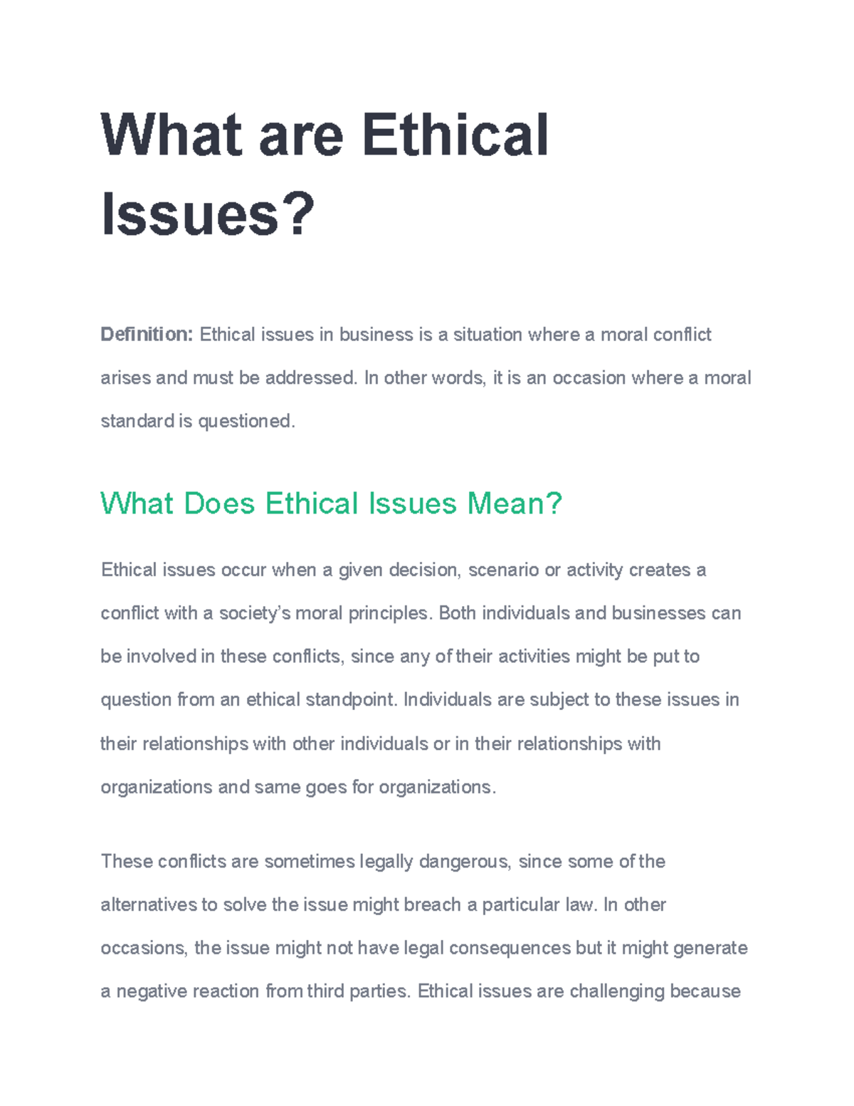 What are Ethical Issues - What are Ethical Issues? Definition: Ethical ...