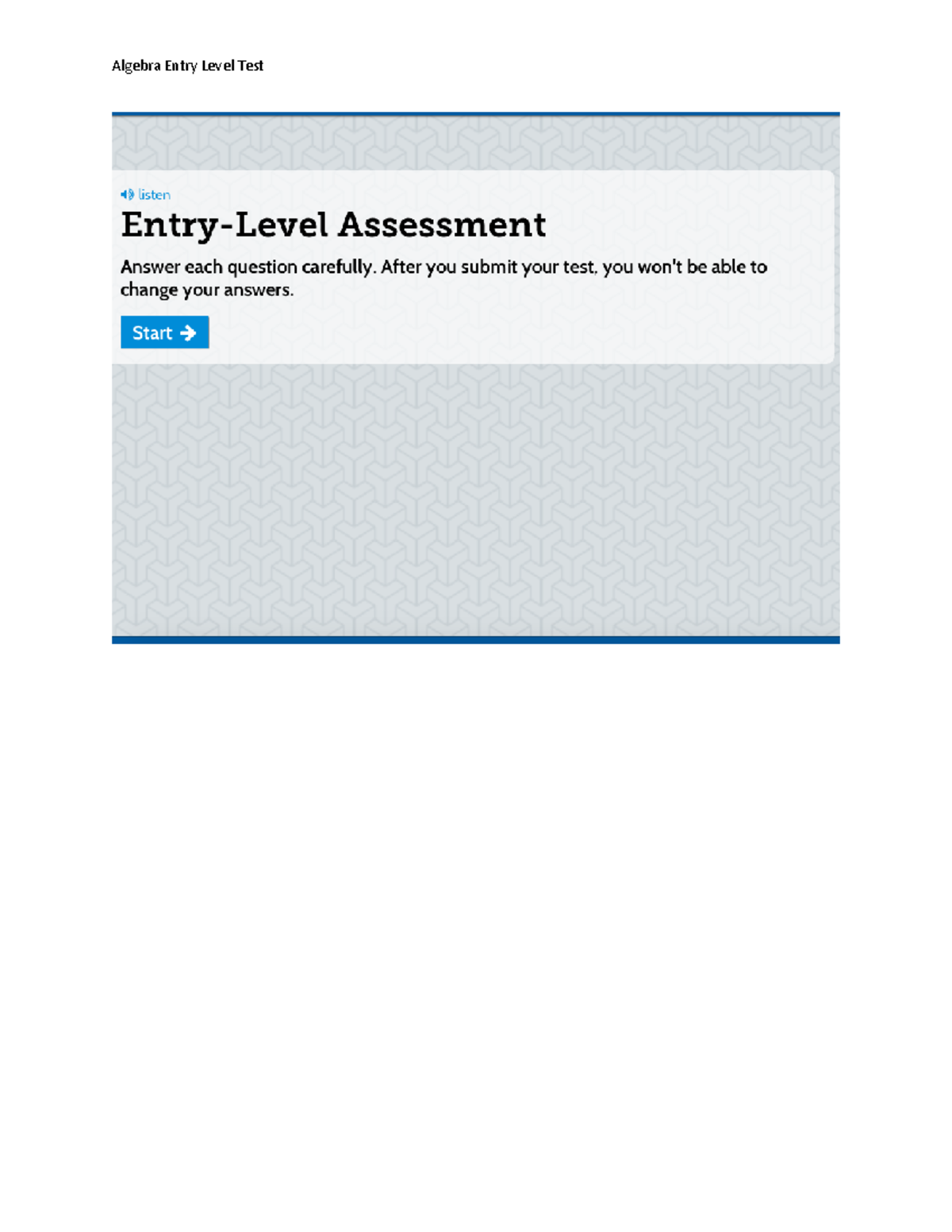 Alg 1 entry level assessment - Studocu