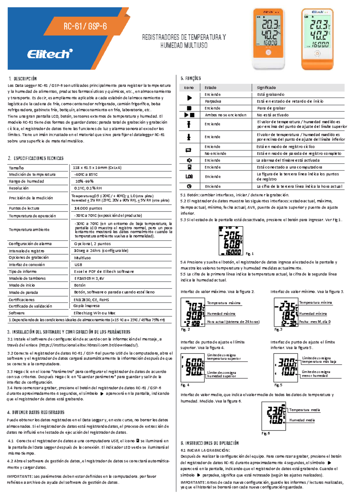 Manual RC 61 GSP 6 ESP - Funcionamiento de Data Loggers de Temp. y ...