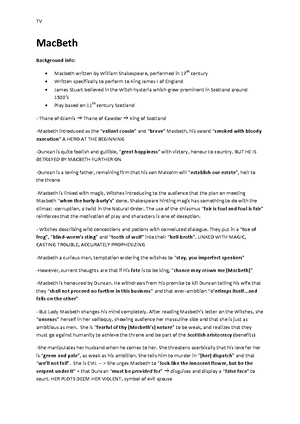 Macbeth Quote Bank - Themes with Quote Bank Theme Quote Explanation ...