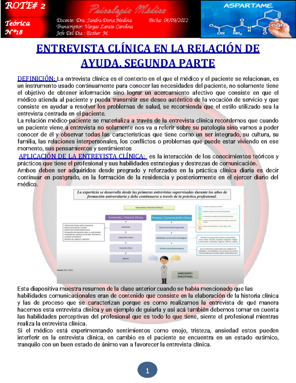 ASP PM R2 T18 - Docente: Dra. Sandra Doria Medina Fecha: 04/09 ...