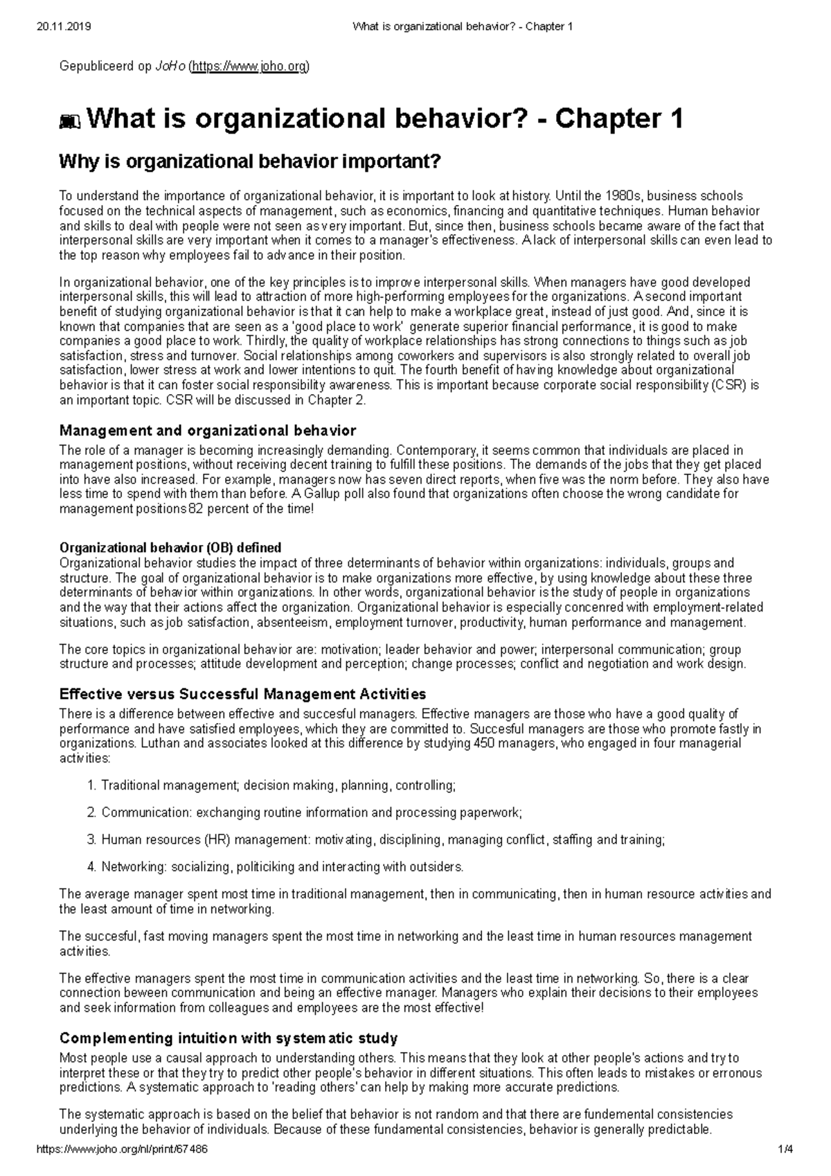 OB Chapter 1: Understanding the Importance of Organizational Behavior ...