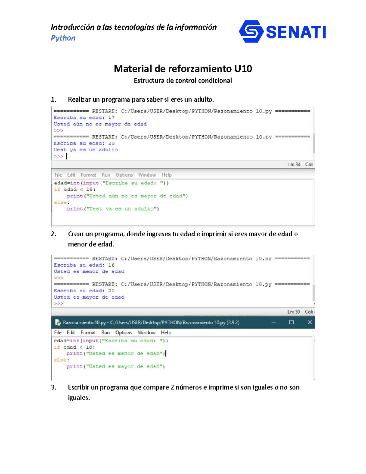 Material de reforzamiento U10 - Introducción a las tecnologías de la información Python Material ...