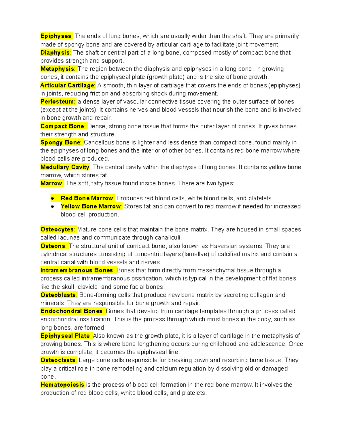 Skeletal System Vocabulary & Key Terms: Understanding Bone Structure ...