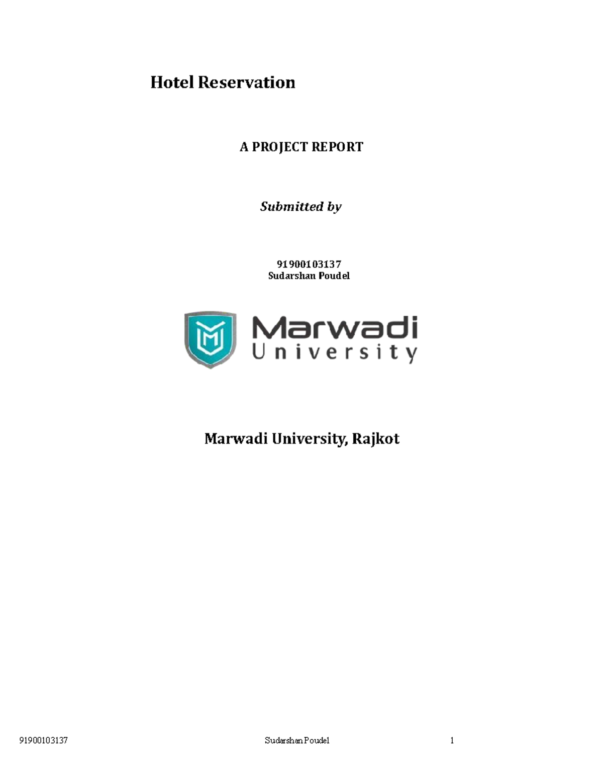 Online Hotel Reservation Project Report - 91900103137 - Studocu