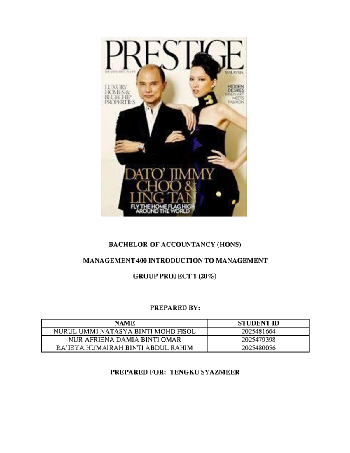 MGT 400 Group Project: Datuk Jimmy Choo's Inspiring Journey - Studocu