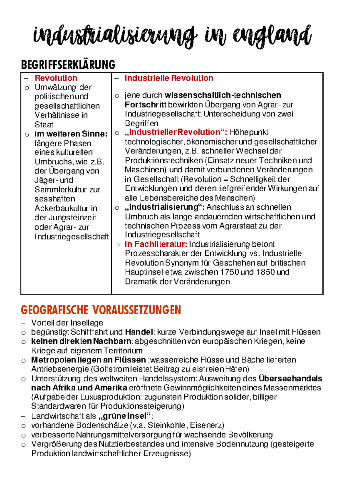 Industrialization in England: Key Concepts and Historical Context - Studocu