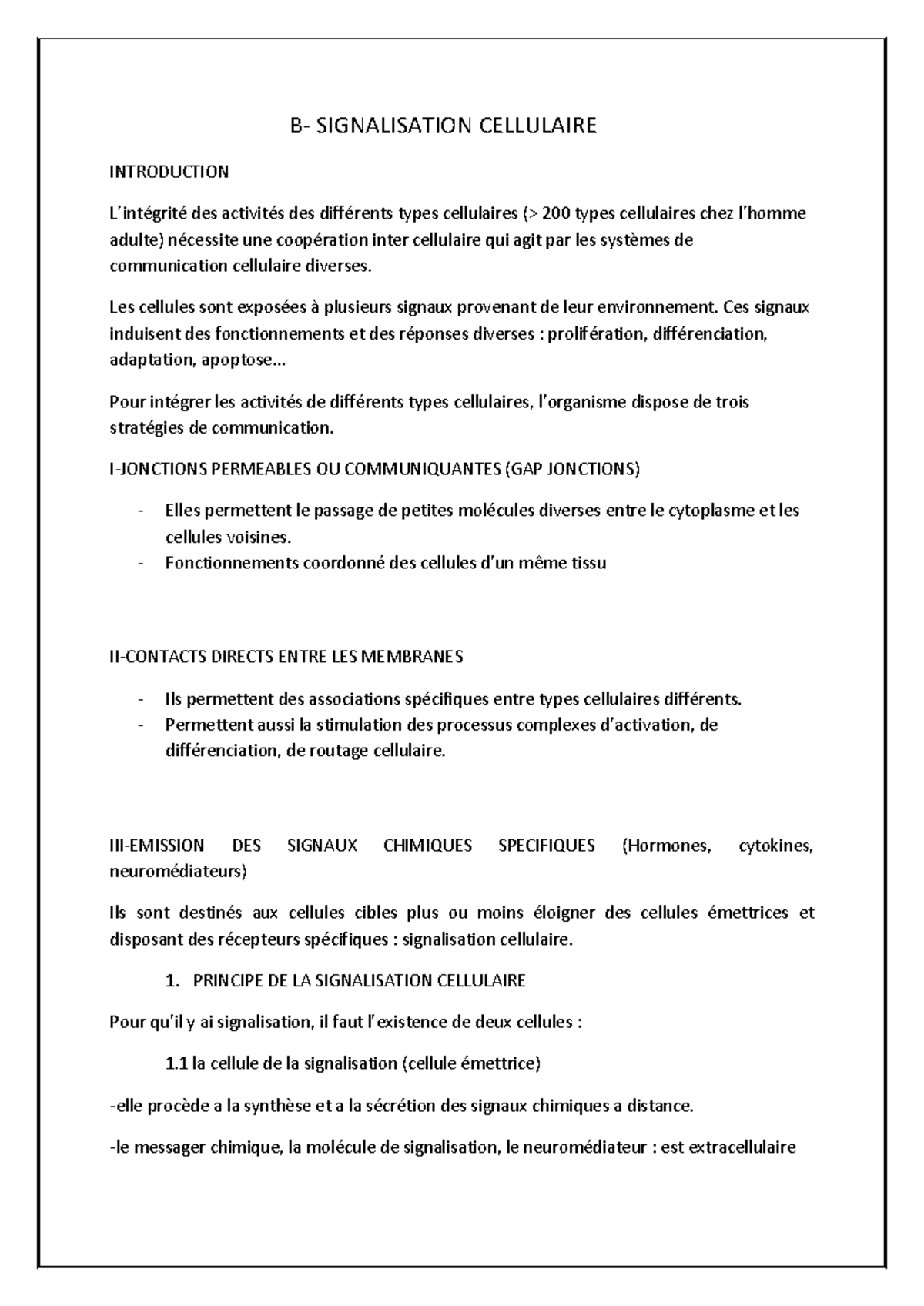 SIGNALISATION CELLULAIRE : INTRODUCTION ET MÉCANISMES DE COMMUNICATION ...