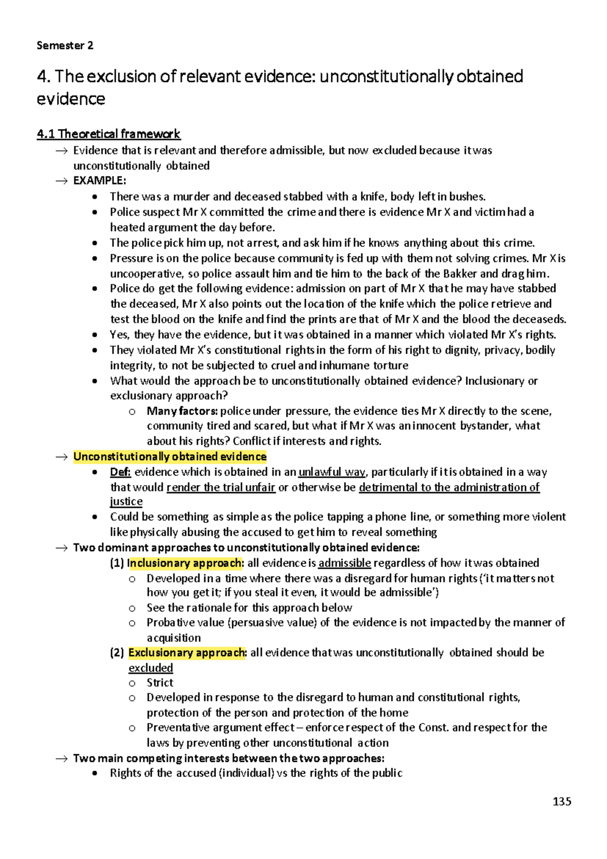 Theme 4: Exclusion of Relevant Evidence - Unconstitutionally Obtained ...