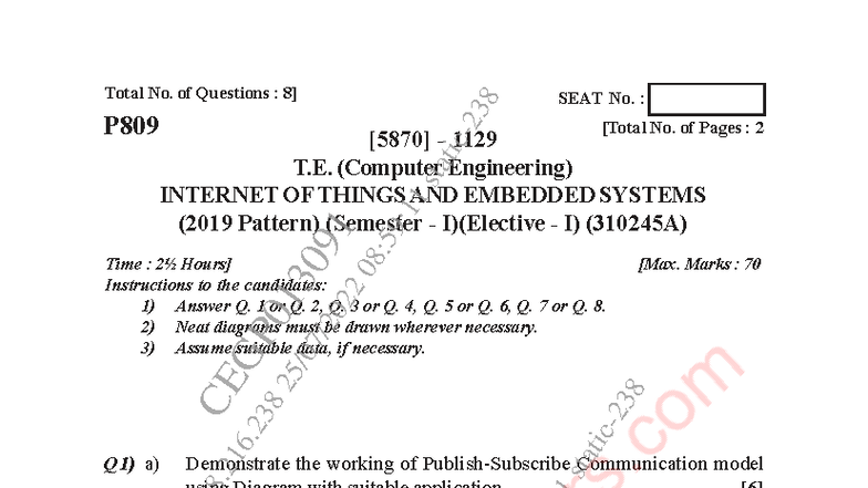 1129 T.E. (Computer Engineering) IoT & Embedded Systems Exam Notes ...