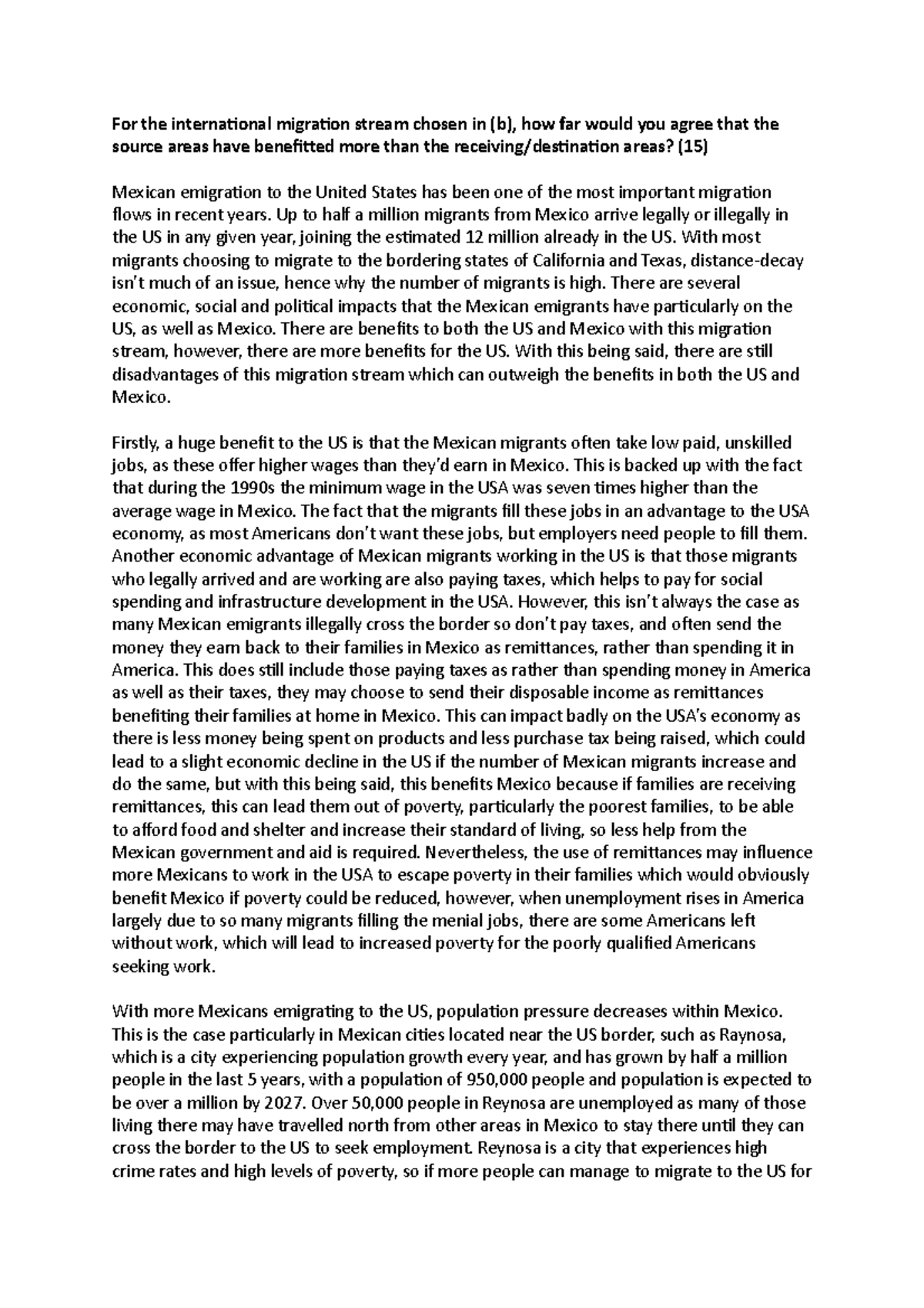 Geography migration essay - For the international migration stream ...