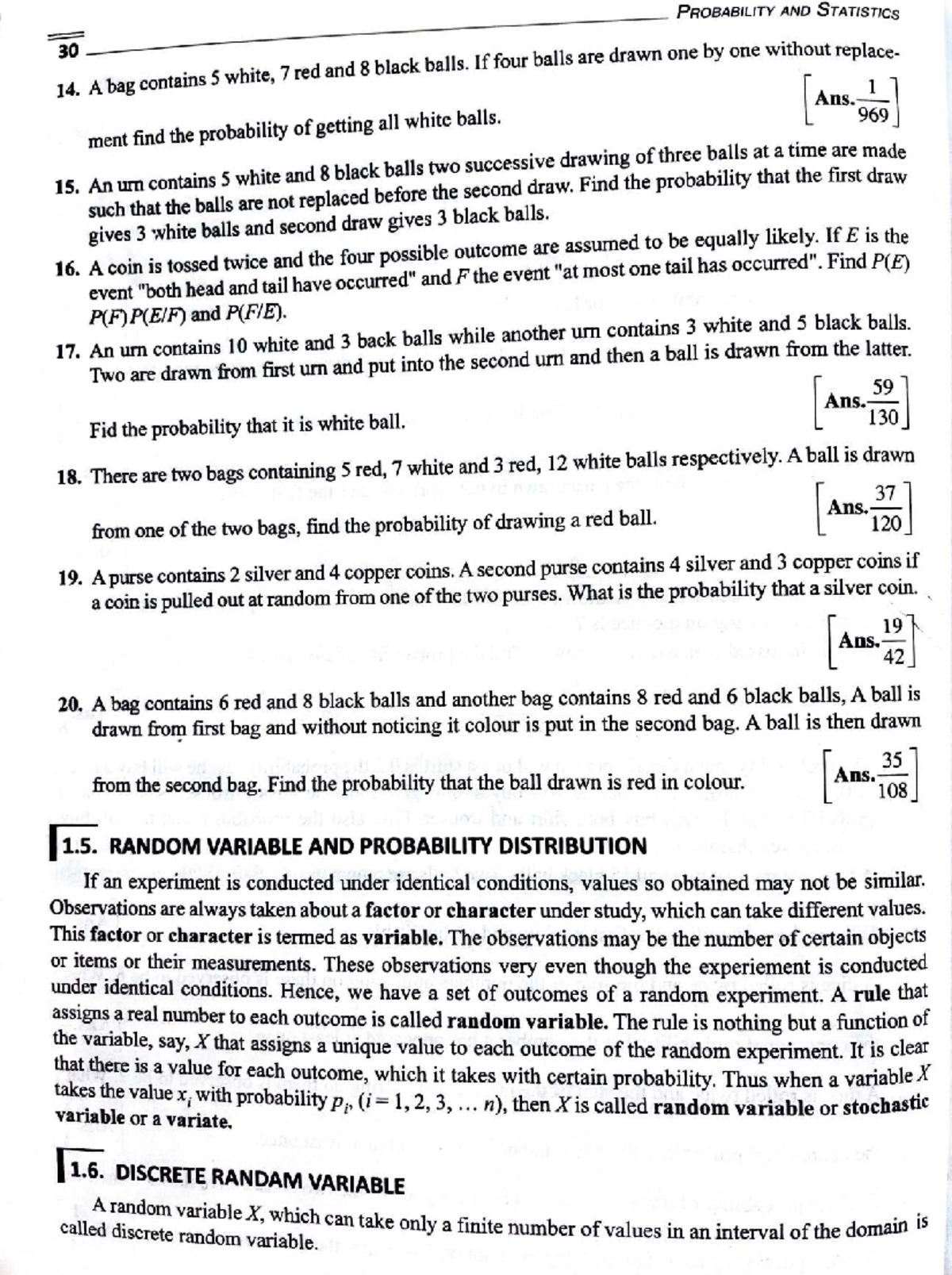 Probability and Statistics: Random Variables and Distributions - Studocu