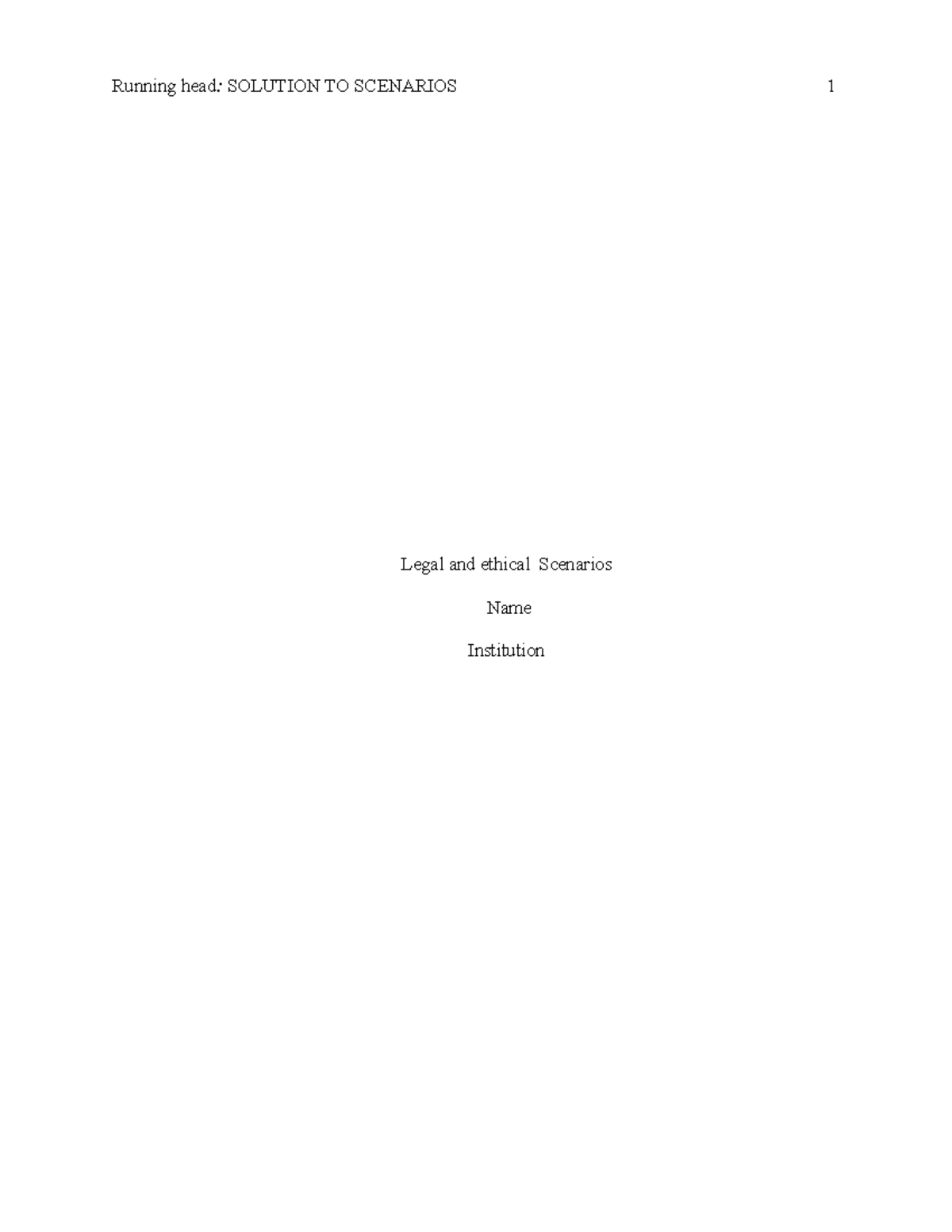22059 - Final Copy of Solutions to Legal and Ethical Scenarios - Studocu