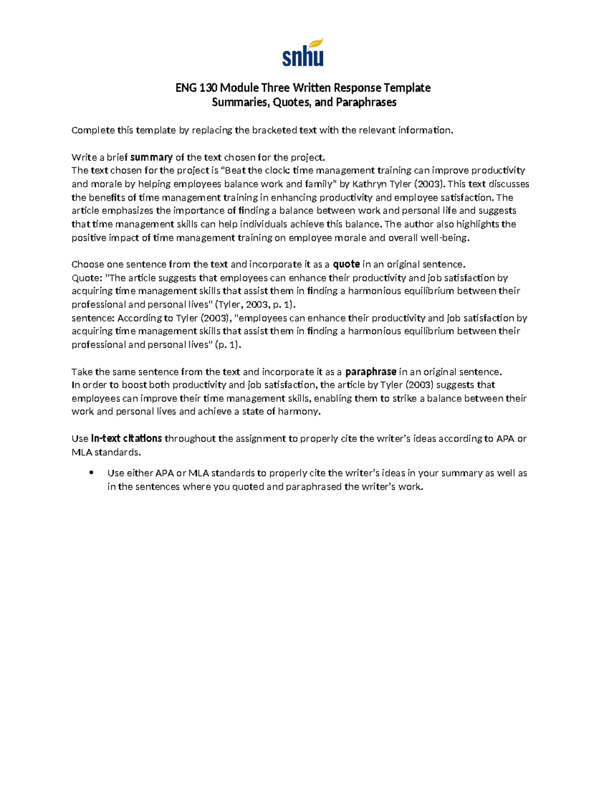 ENG 130 Module 3 Written Response Template & Guidelines - Studocu