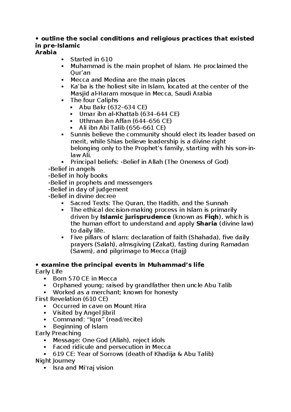 Outline of Social Conditions & Religious Practices in Pre-Islamic ...