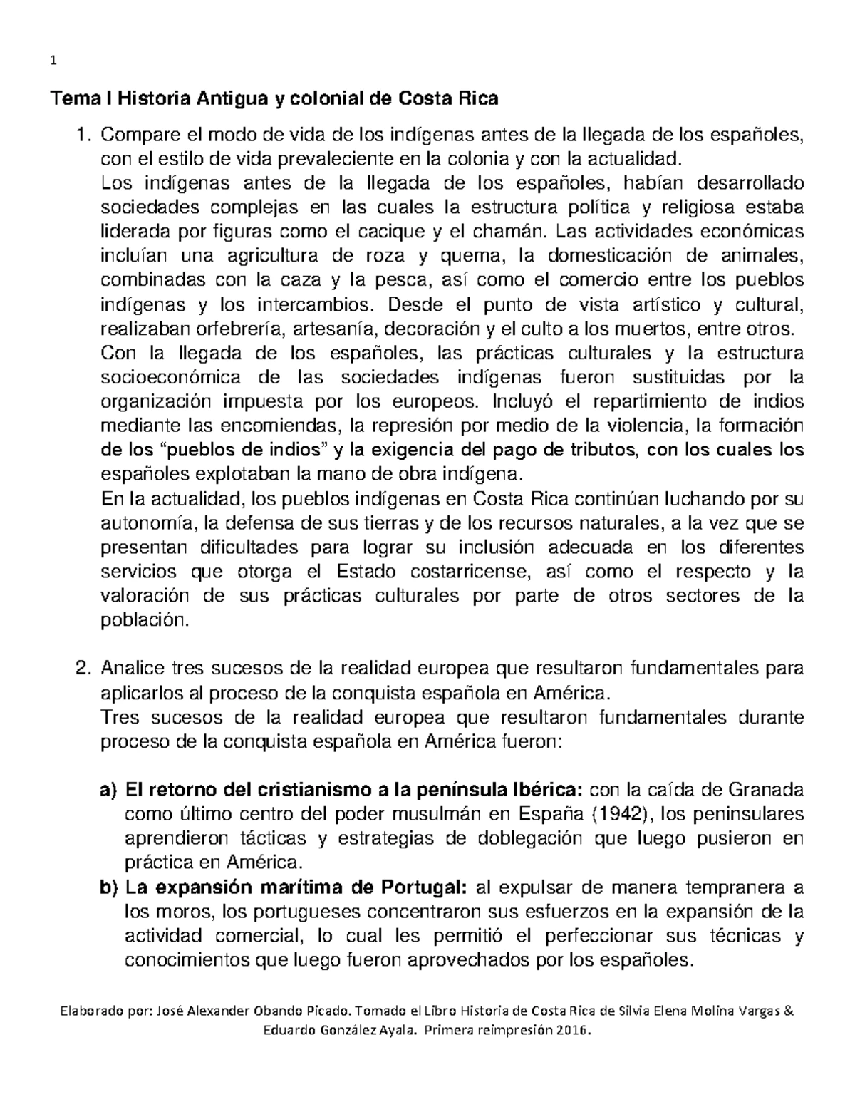 Resumen de la Historia Colonial de Costa Rica: Impactos y Legados - Studocu