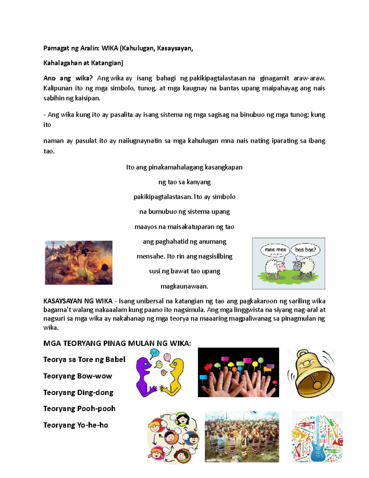 NVC 1 - 23323232 - Pamagat ng Aralin: WIKA (Kahulugan, Kasaysayan ...