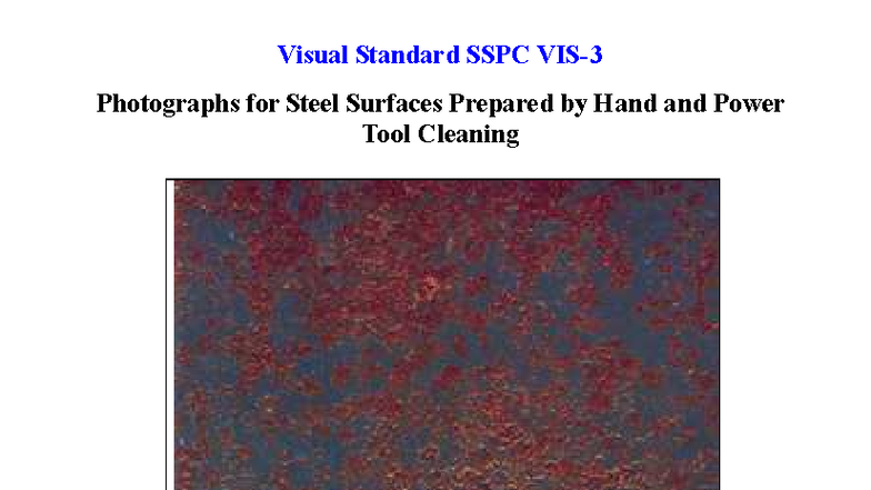 SSPC VIS-3: Visual Standards for Steel Surface Preparation - Studocu