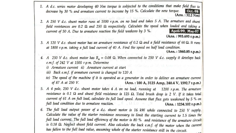 Problem Set 2 - Mech Eng: D.C. Motor Calculations & Analysis - Studocu